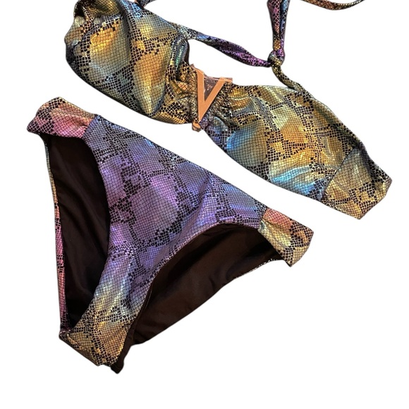 Swim | Multicolor Snakeskin Bikini With Gold Accent | Poshmark